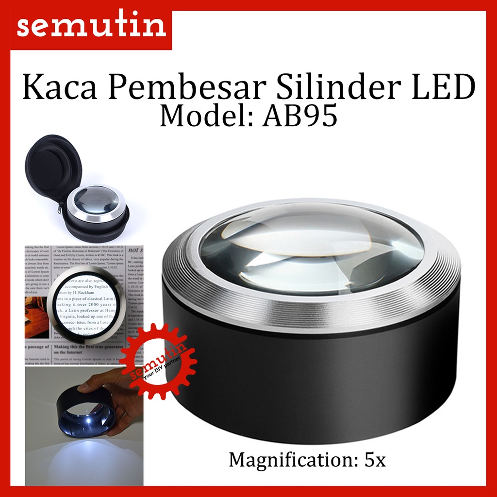 Jual Kaca Pembesar Silinder LED AB95 / Magnifying Dome Membaca ...