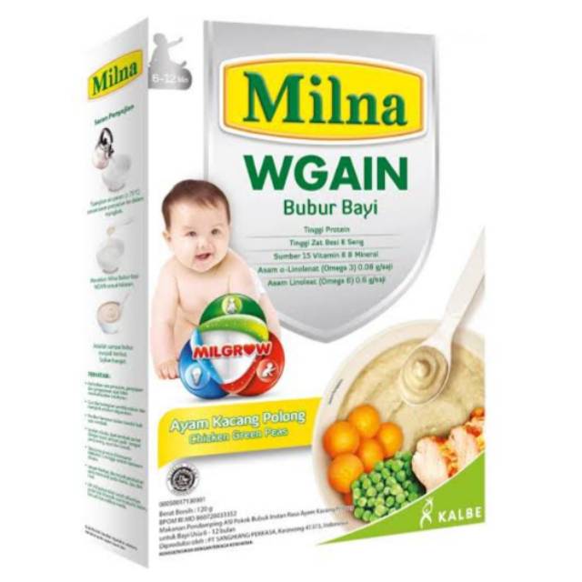 Jual Milna WGAIN bubur bayi Ayam Kacang Polong 120gr 6+ | Shopee Indonesia