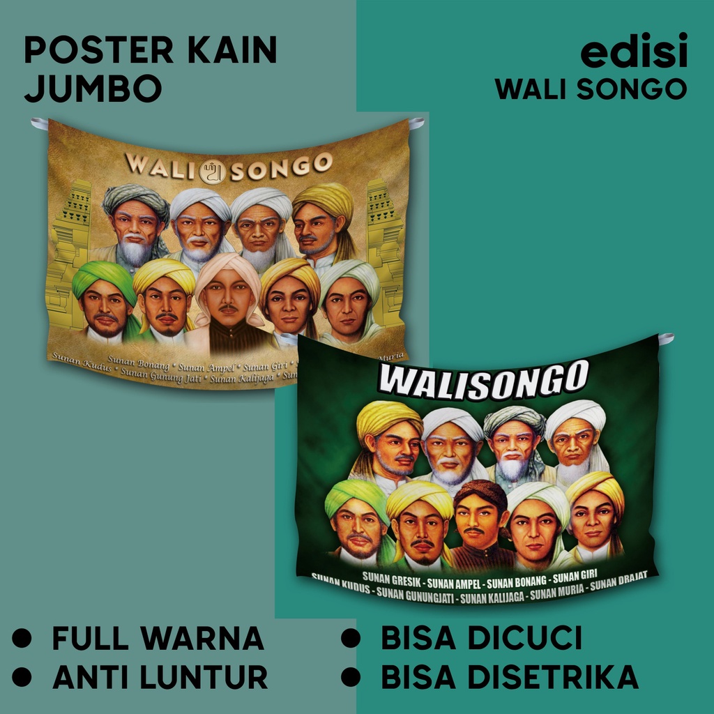 Jual POSTER KAIN BENDERA JUMBO AESTETIK DEKORASI KAMAR SERI wali songo ...