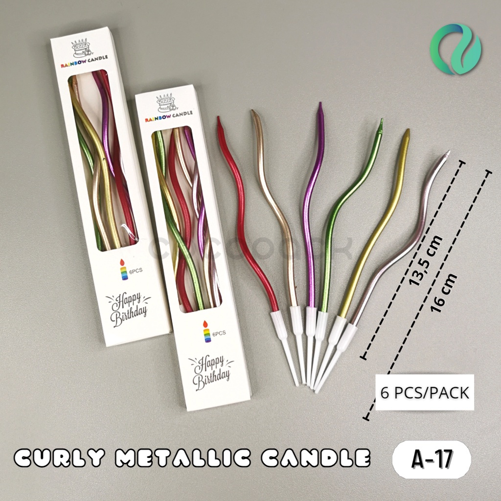 Jual Lilin Ulir Ultah Happy Birthday Candle Stick Metallic Curly ...