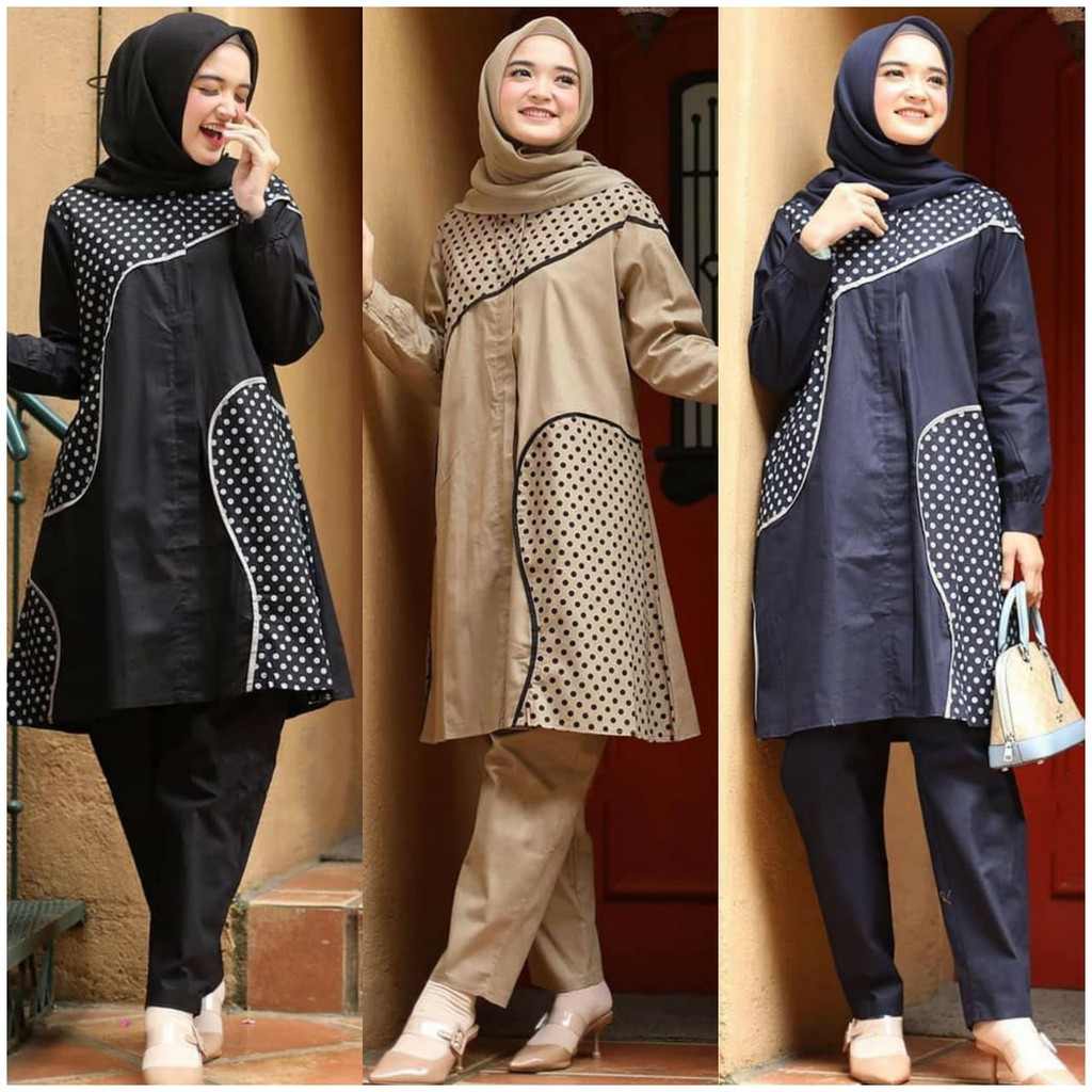 Jual Mora Set | Outfit Polka Series | Stelan Baju Muslim | Onde Setelan ...
