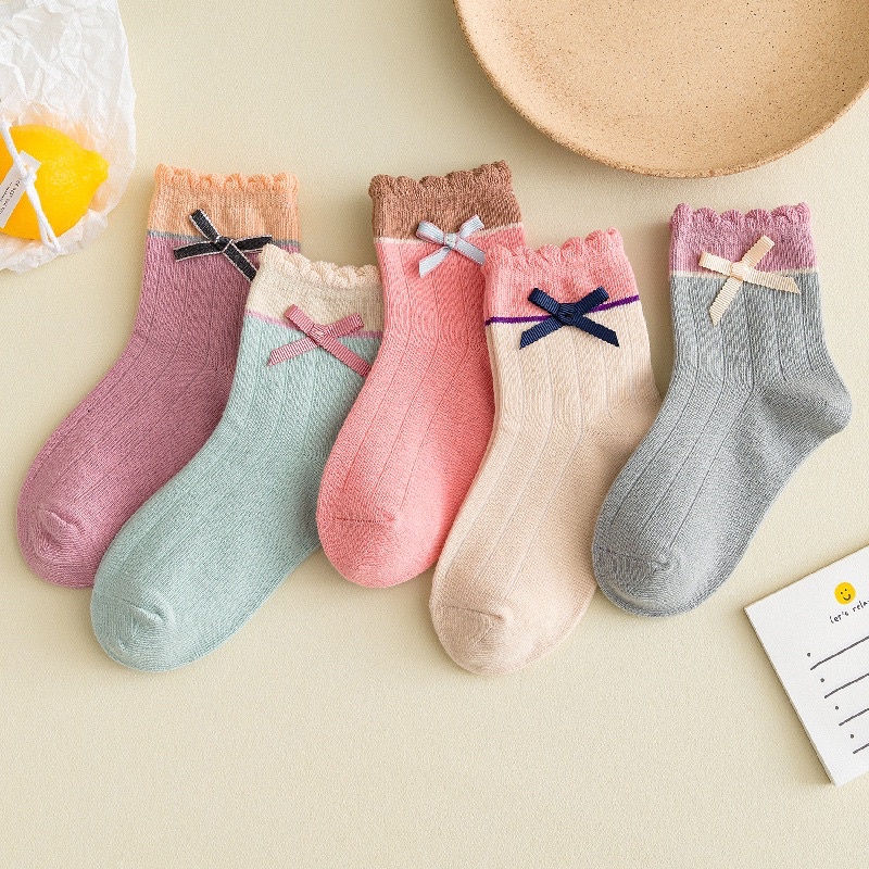 Jual Kaos Kaki Anak Perempuan Pita Two Colours Warna / Girl Kid Socks ...