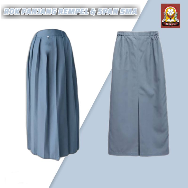 Jual seragam sekolah rok rempel / span panjang abu SMA | Shopee Indonesia