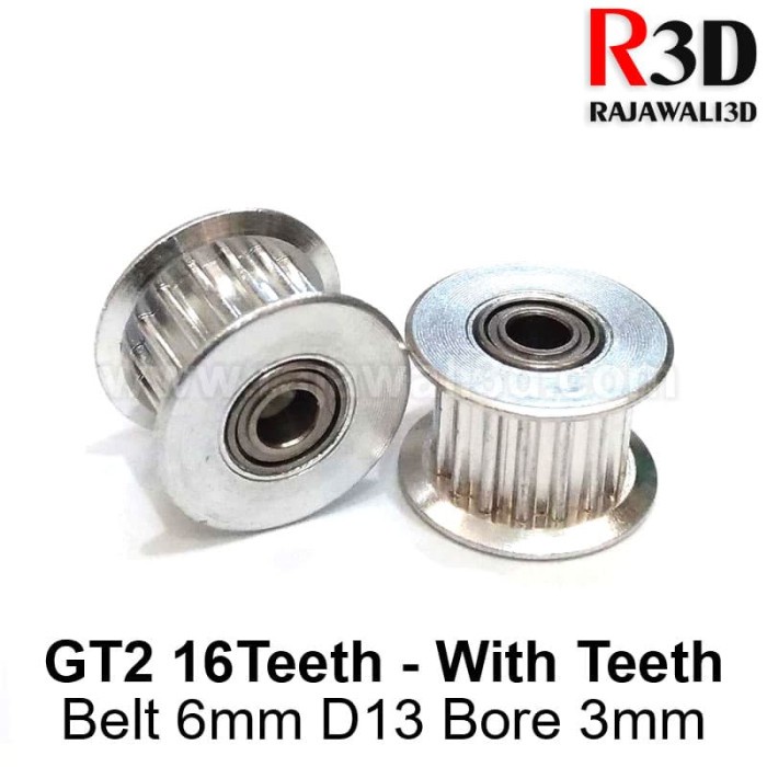 Jual Pulley Idler Timing Belt Tension GT2 W6 D13 B3 16T with Teeth ...