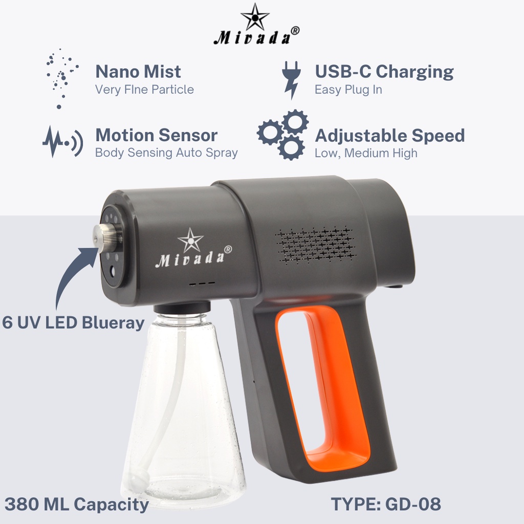 Jual Nano Spray Gun Mivada GD-08 Premium Adjustable Nozzle Motion ...