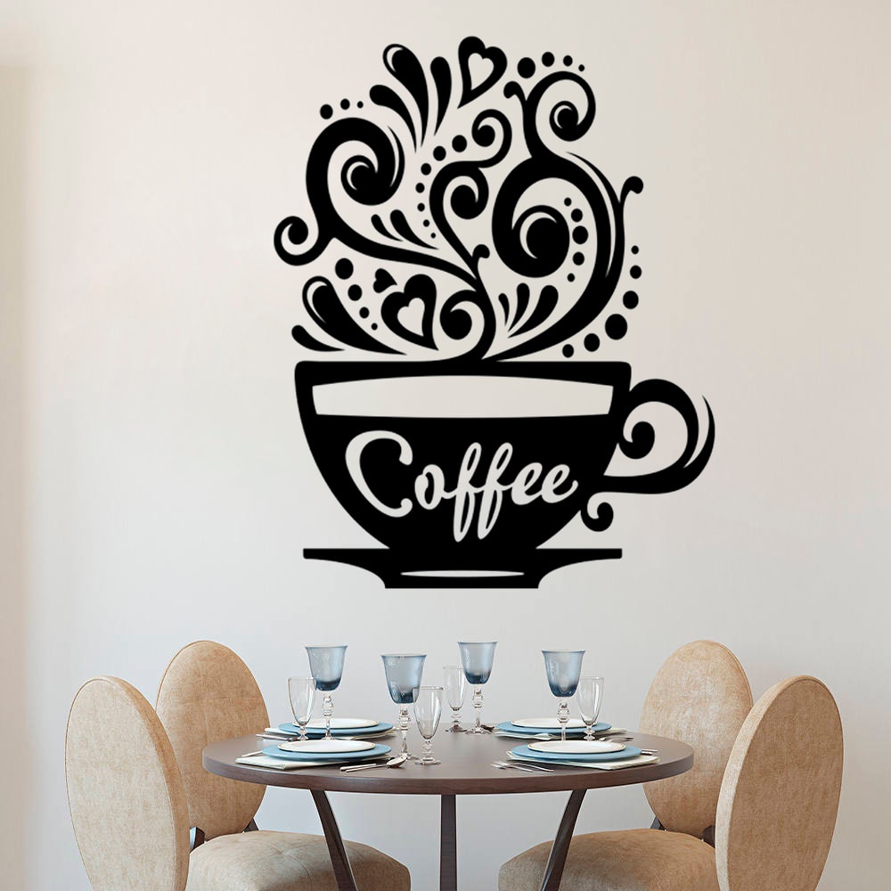 Jual Stiker Dinding Kopi Dekorasi Kafe Love Coffee Cups Kitchen Wall ...