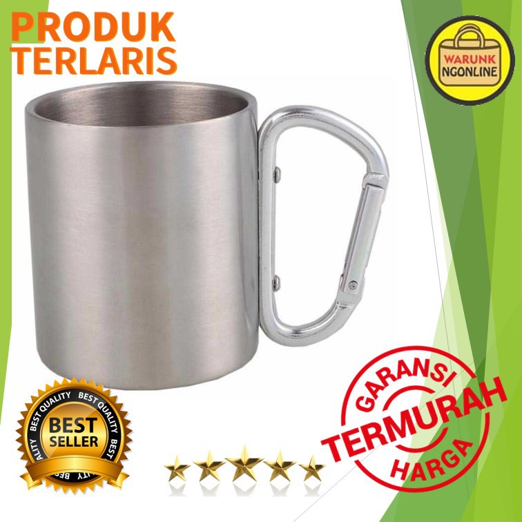 Jual Gelas Mug Stainless Steel Gagang Carabiner - gelas outdoor - gelas ...