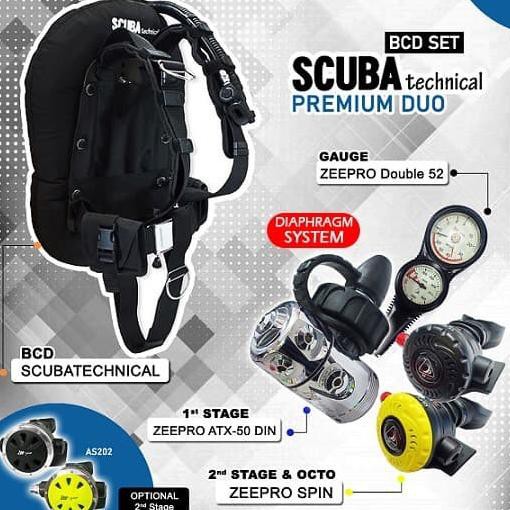 Jual Paket Diving BCD Regulator Octopus Gauge SCUBAtechnical Premium Duo | Shopee Indonesia