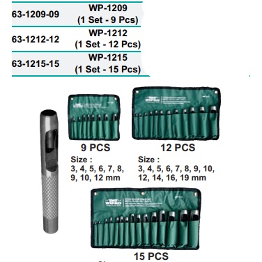 Jual Alat Pembolong Gasket Kulit Plong Set - WIPRO Hollow Punch Set ...