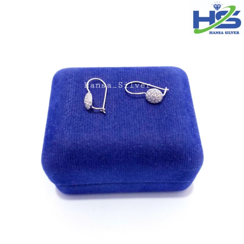 Jual Anting Perak Asli Silver 925 Lapis Emas Putih Model Desi Permata Bulat - Anting Wanita Anti ...