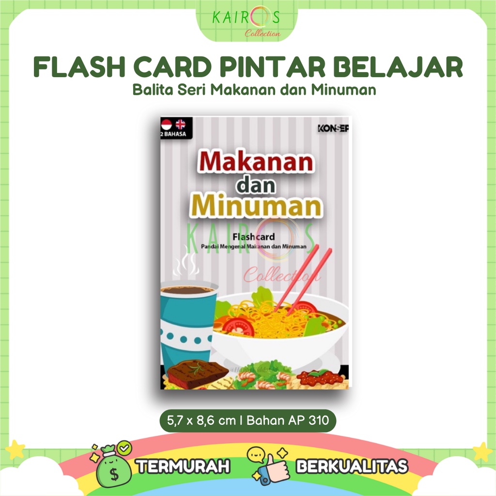 Jual Flashcard /Flash card Kartu Pintar Belajar Balita Seri Makanan dan ...