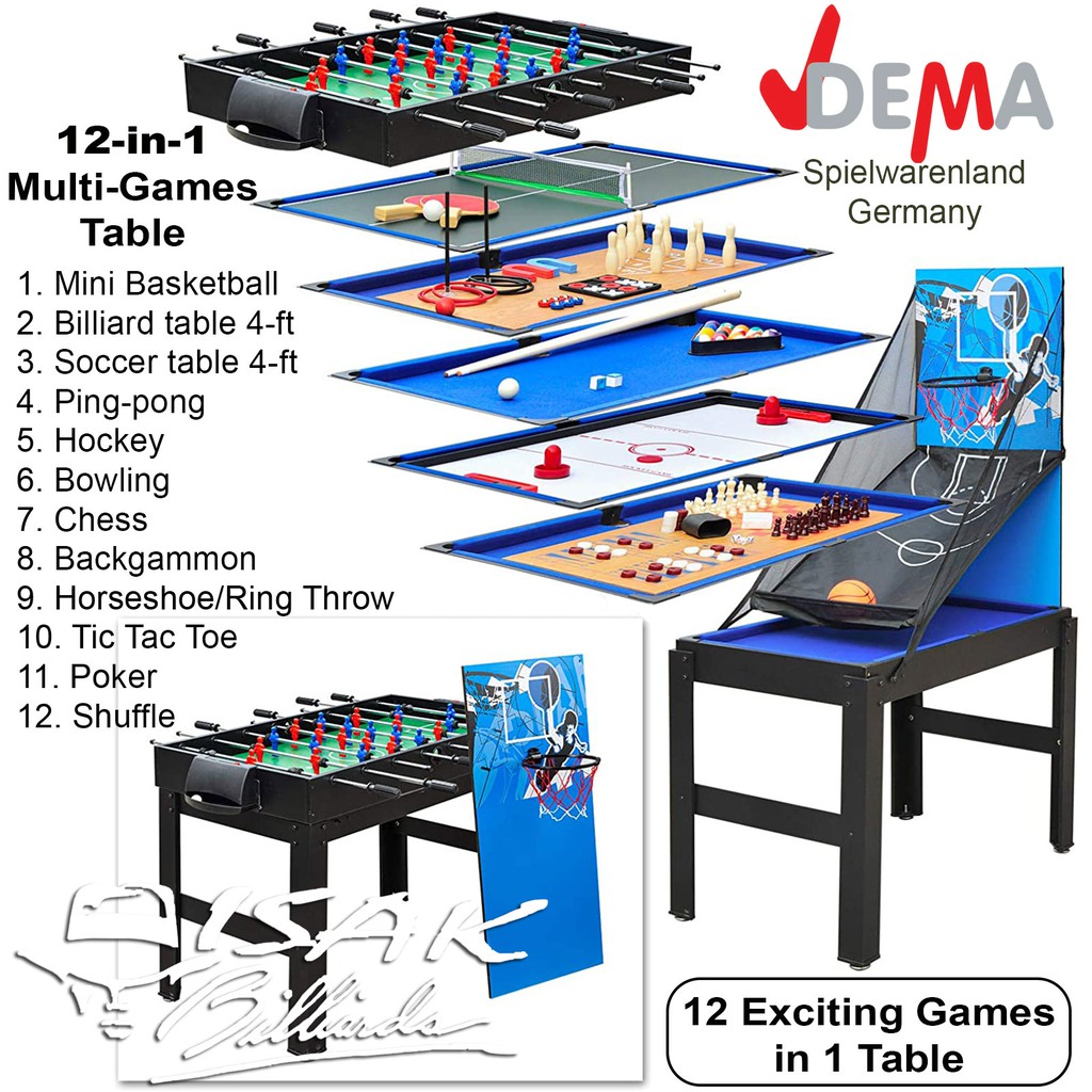 Jual Multi 12-in-1 Game Table - Basketball Meja Billiard Soccer Hockey ...