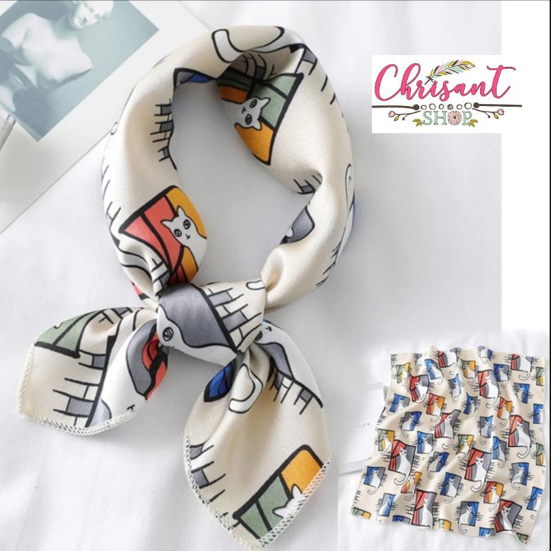 Jual Syal leher syal pramugari scraf sutra 50x50 syal kepala syal tas ...