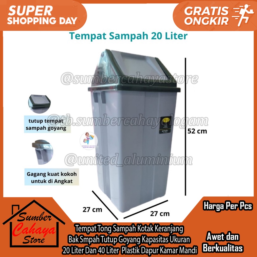 Jual TONG SAMPAH TUTUP GOYANG KAPASITAS 20 LT 40 LITER TEMPAT ...