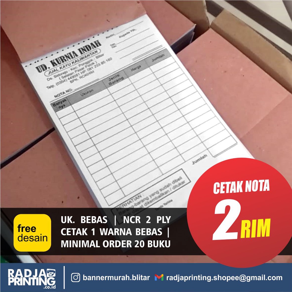 Jual PAKET CETAK NOTA 2 RIM 2 PLY 1 WARNA MURAH | Shopee Indonesia