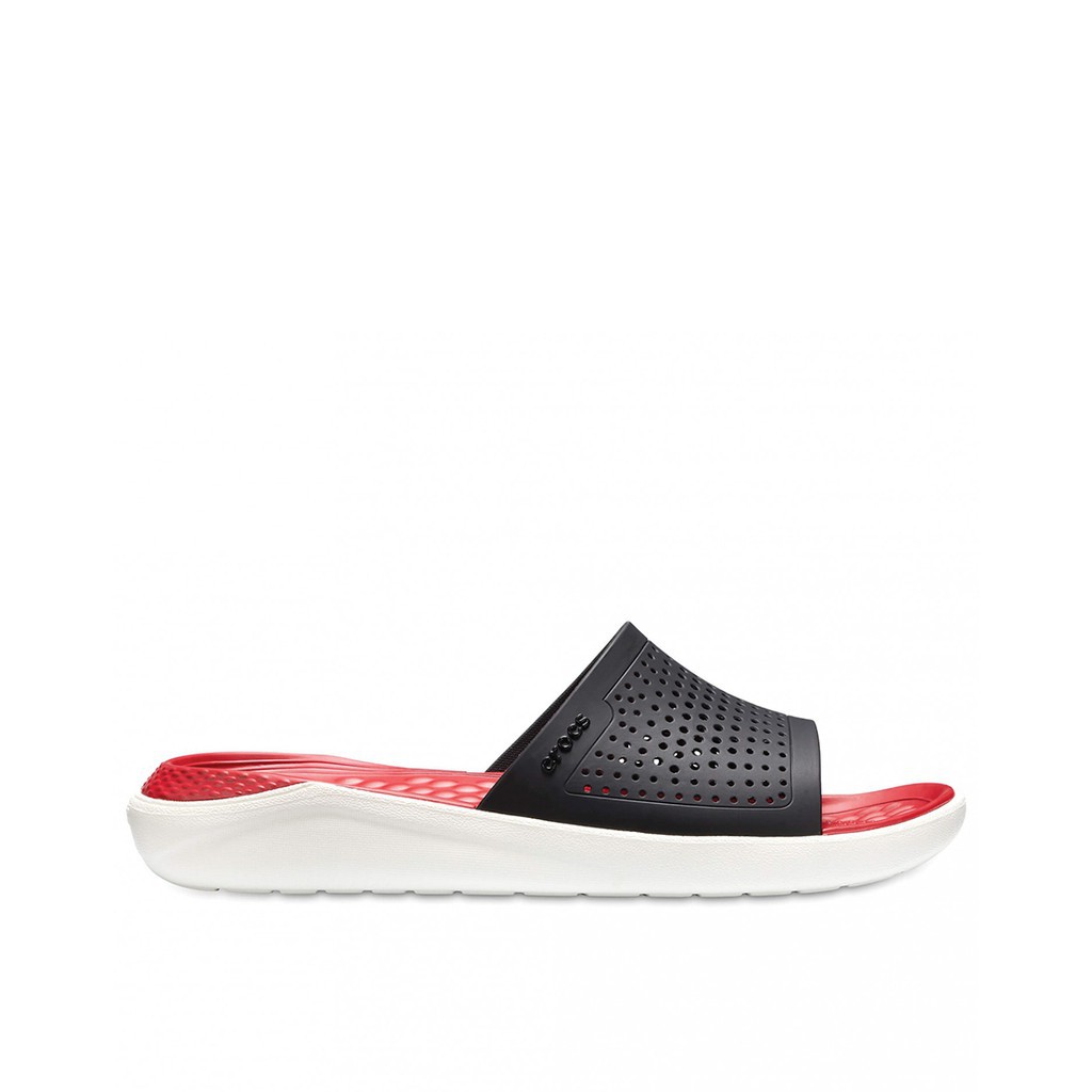 Jual Croc Original Literide Slide Sandal Slop For Woman And Mens - Black Red | Shopee Indonesia