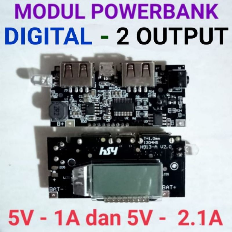 Jual Modul Powerbank Digital 2 output (5V 1A dan 5V 2.1A) Protect ...