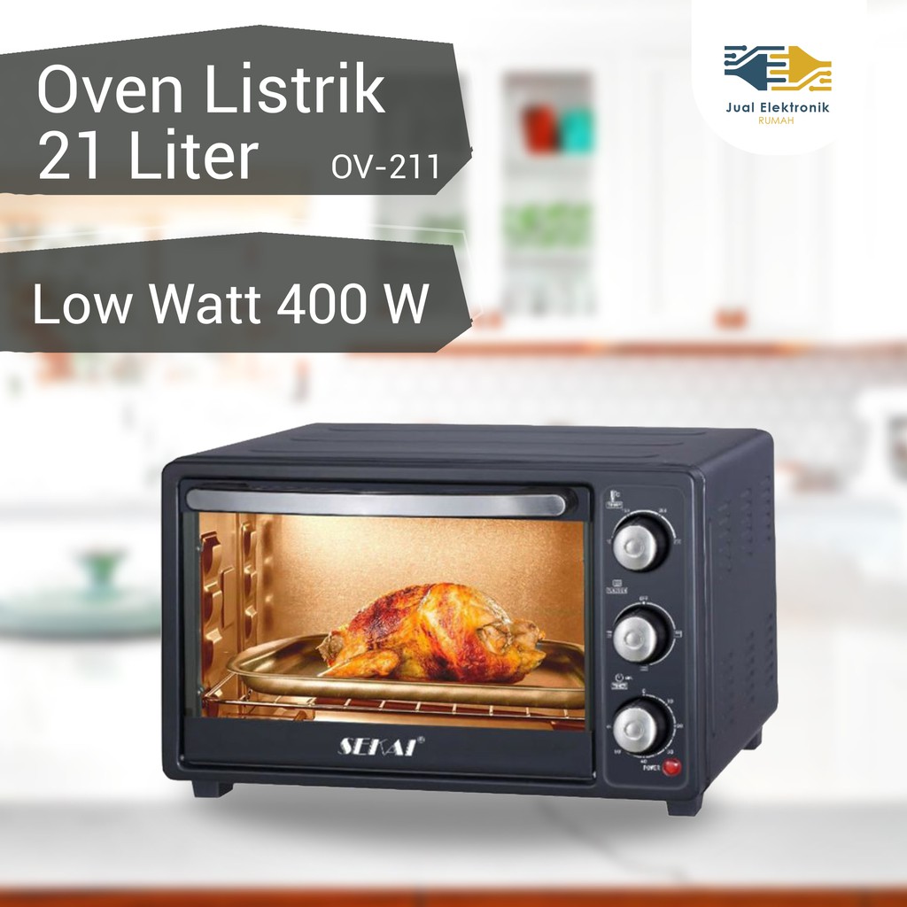 Jual SEKAI Oven Listrik Low Watt OV211 Pemanas Api Atas Bawah 21Liter ...