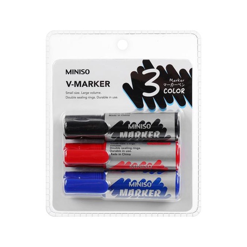 Jual MINISO V-MARKER 3-COLOR MARKER (SPIDOL 3 WARNA) | Shopee Indonesia