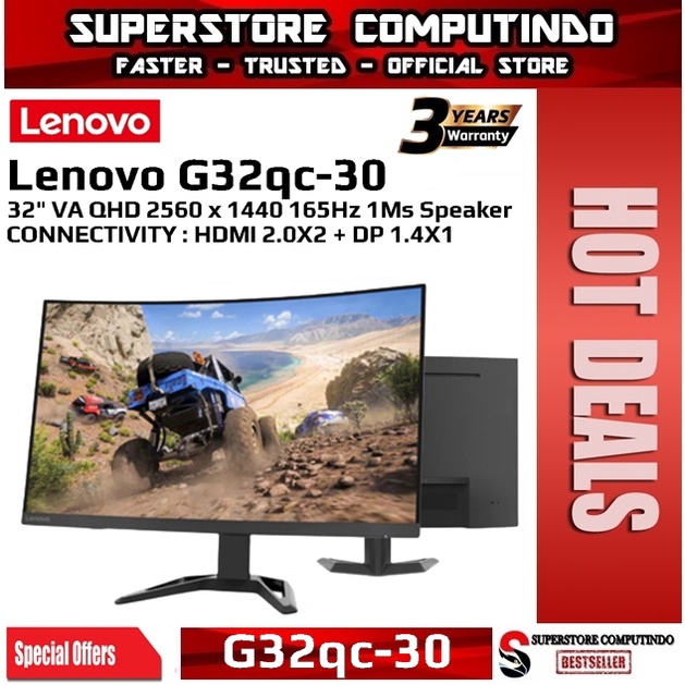 Jual Monitor Lenovo G32qc-30 32" VA QHD 2560 x 1440 165Hz HDMI DP SPEAKER | Shopee Indonesia