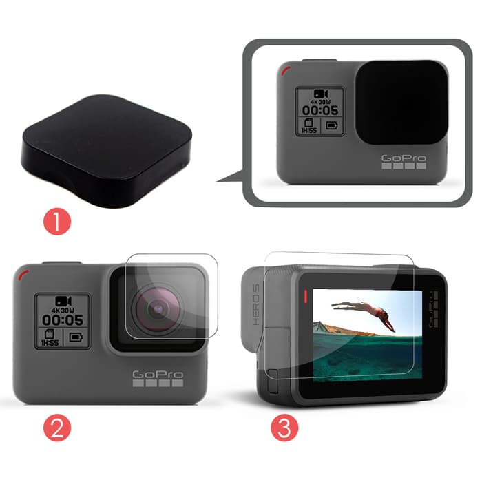 Jual Lens & LCD Screen Protector with Lens Cap for GoPro Her | Shopee ...