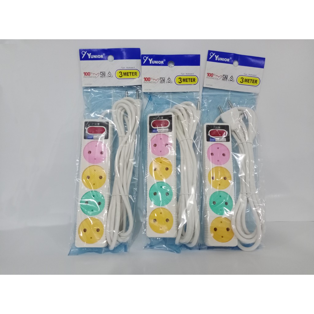 Jual YUNIOR KABEL EXTENSION 4 LBG 3M LY-212SK3 STOP KONTAK COLOKAN ...