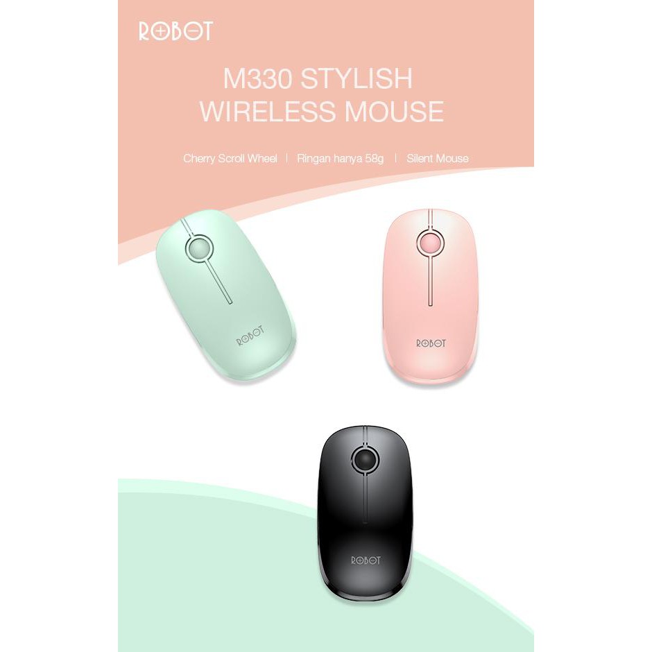 Jual Mouse Wireless ROBOT M330 2.4GHz Silent Optical 1600DPI Original ...