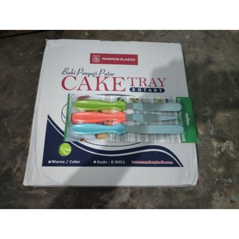 Jual Cake tray maspion/meja putar/baki kue/nampan cake + pisau pengoles ...