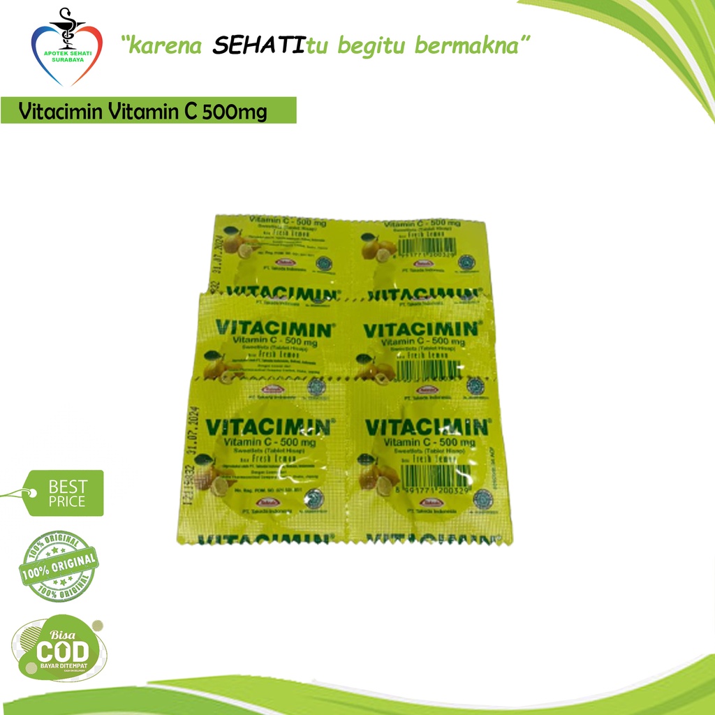 Jual VITACIMIN Lemon Orange Vitamin C 500mg per strip lebih murah ...