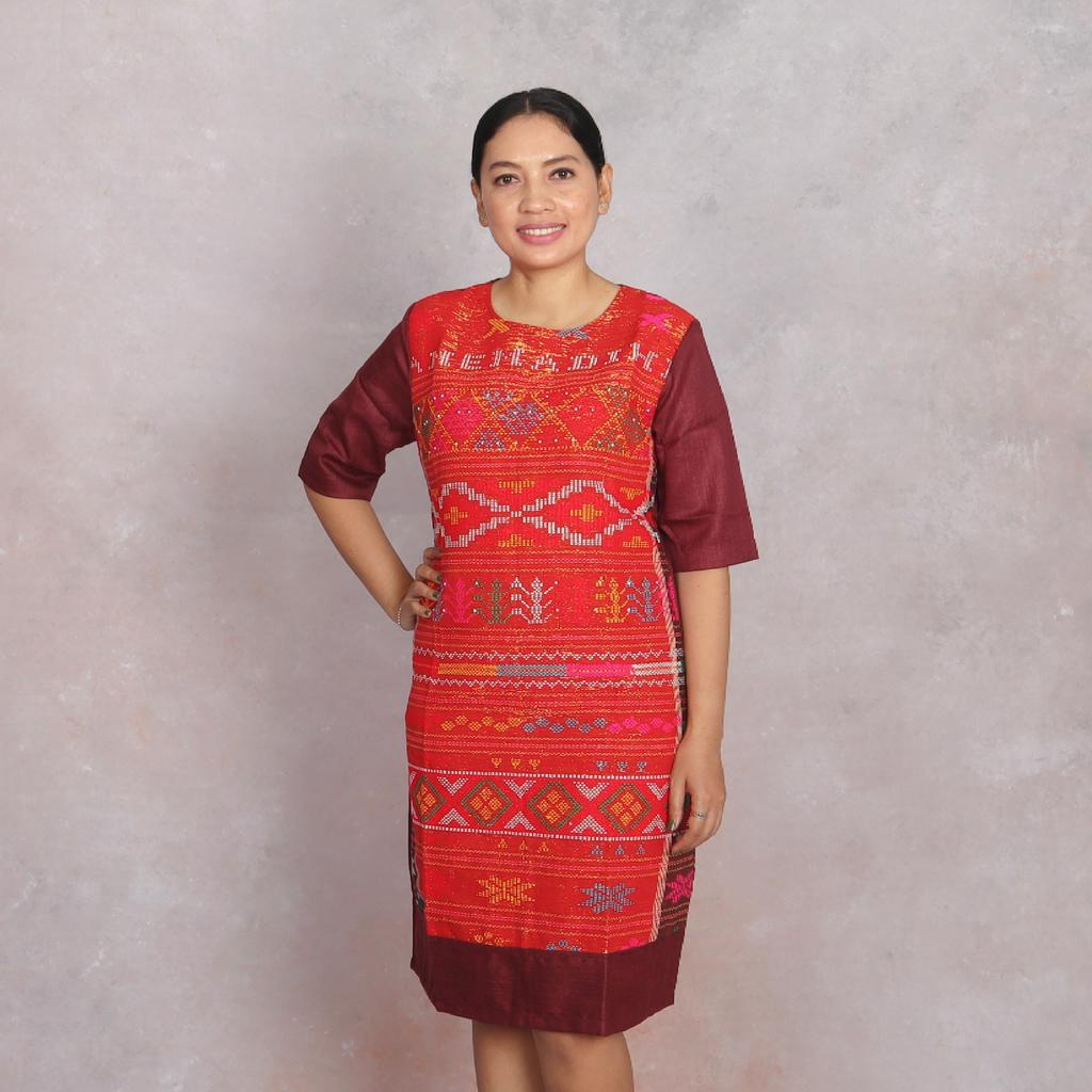 Jual Dress Etnik Tenun Ulos SADUM Asli Merah (Couple Dijual Terpisah ...
