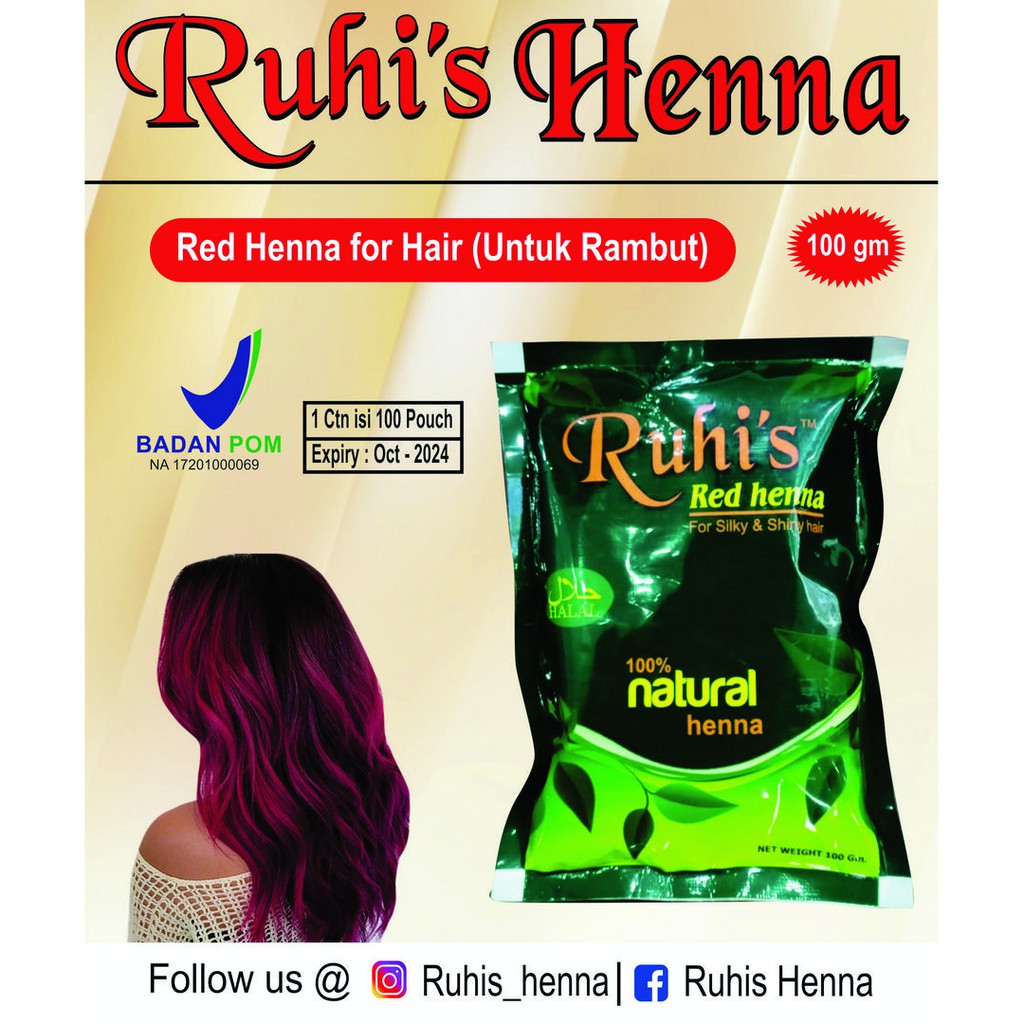 Jual RUHI’S RED HENNA 100 gr / Pewarna Rambut / Henna / Cat Rambut ...