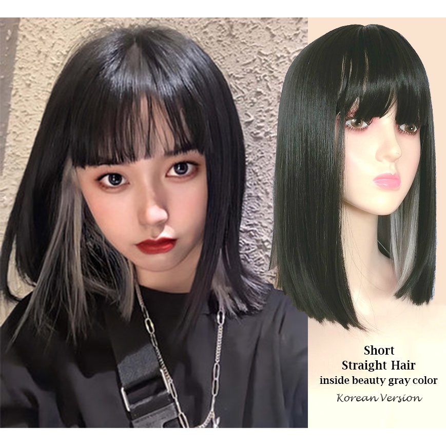 Jual Wig Full Lace Rambut Palsu Wanita Korean Version Short Straight ...