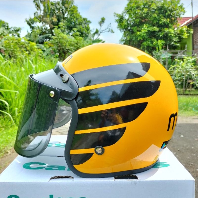 Jual Bisa Cod Helm Bogo Go jek Retro Pilot Dewasa Full Leher Sni ...