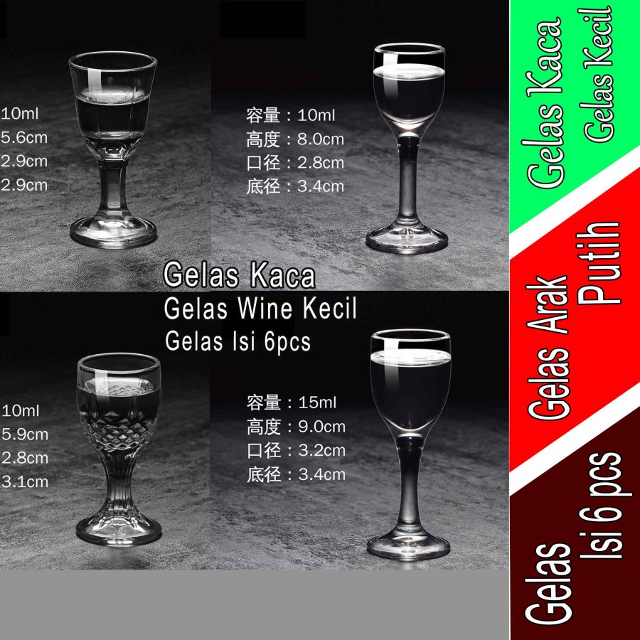 Jual Gelas Kaca Kecil - Gelas Arak Putih - Gelas Isi 6pcs - Uk 10ml ...