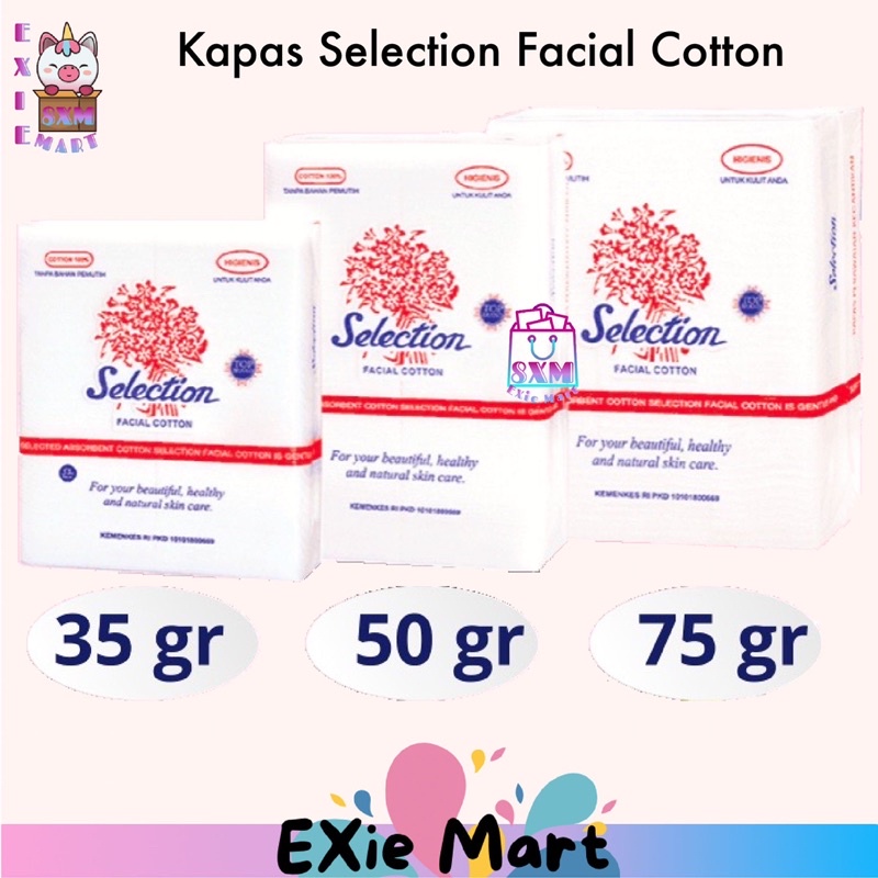 Jual KAPAS SELECTION / SELECTION FACIAL COTTON 35GR, 50GR & 75GR ...