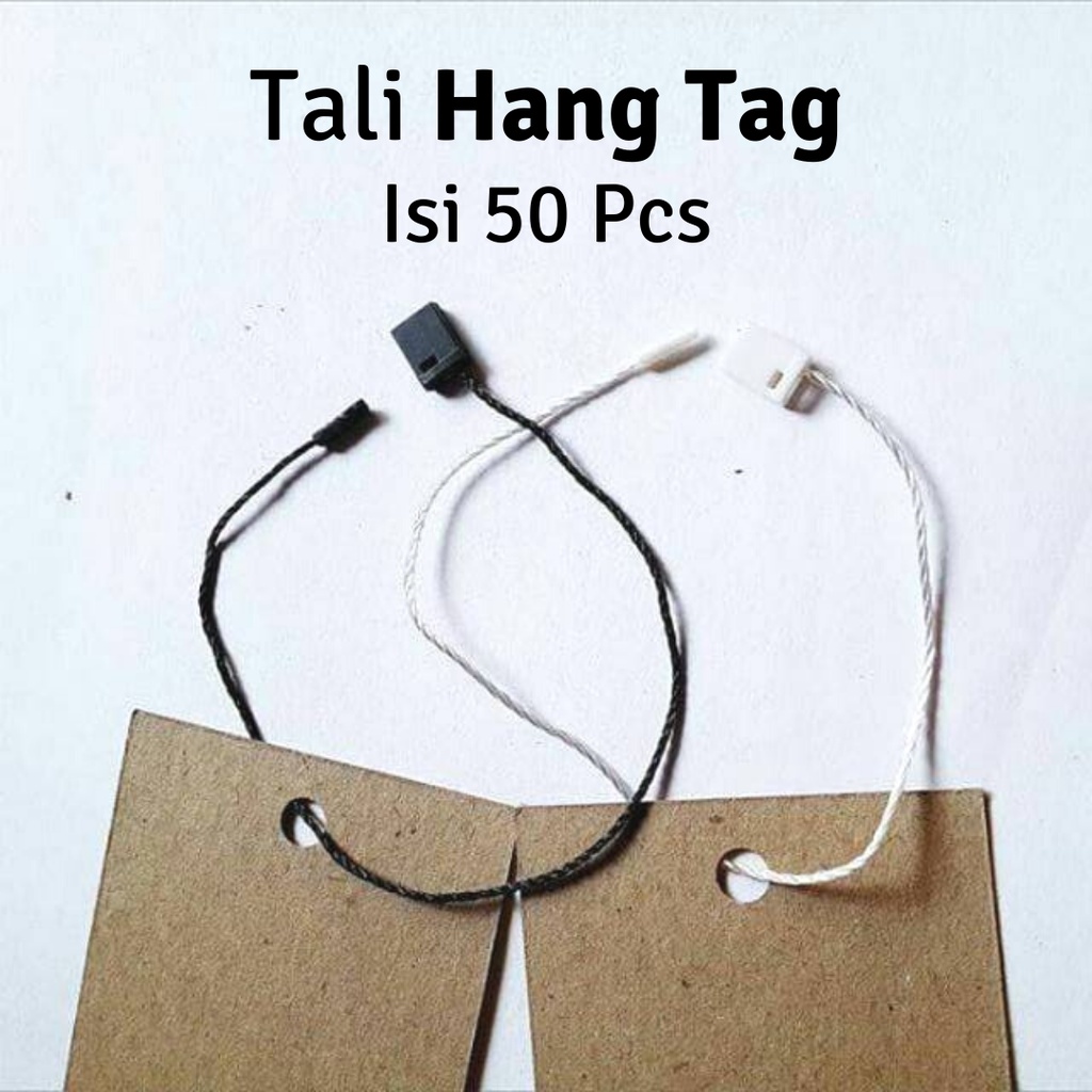 Jual (50 pcs) Tali Hangtag Tali Hitam dan Putih Premium / Loop Pin ...
