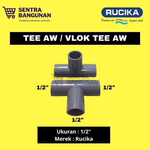 Jual TEE AW 1/2“ FITTING PIPA PVC MERK RUCIKA | T | Shopee Indonesia