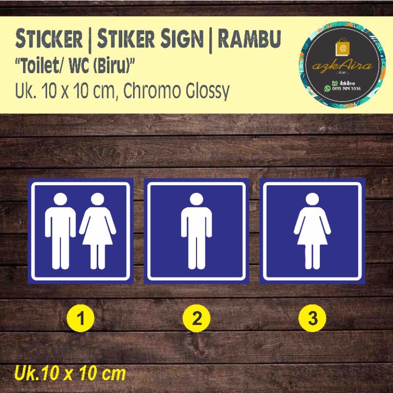 Jual Sticker Stiker Sign Rambu Toilet Pria Wanita (Biru) - Uk. 10x10 cm ...