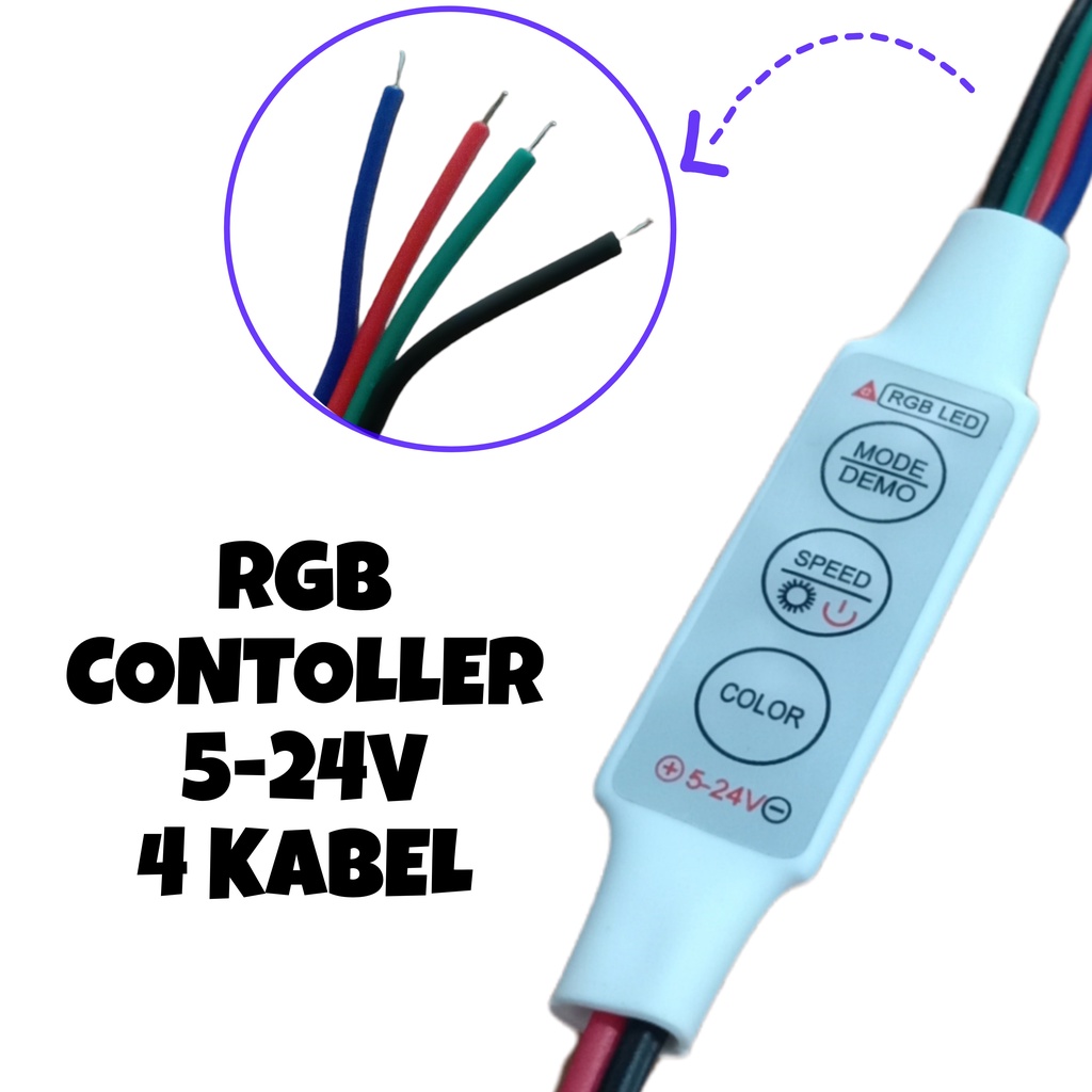 Jual MODUL RGB CONTROLLER 4 KABEL 12-24V KABEL LANGSUNG | Shopee Indonesia