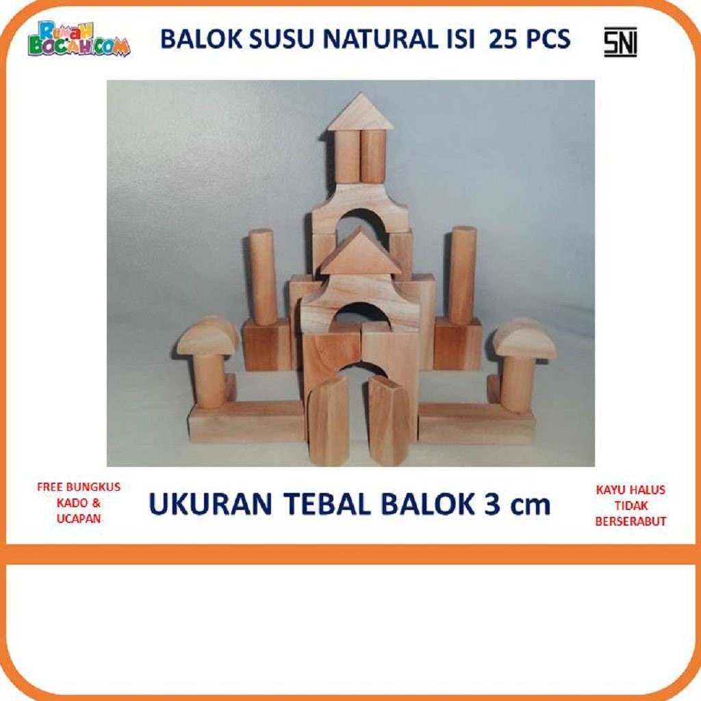 Jual Balok Susun Kayu Natural Mainan Edukasi Edukatif untuk Kado Ulang ...