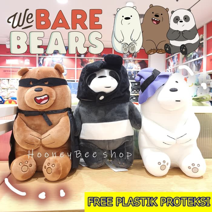 Jual MINISO - BONEKA WE BARE BEARS DOLL SITTING ICE BEAR GRIZZLY PANDA ...