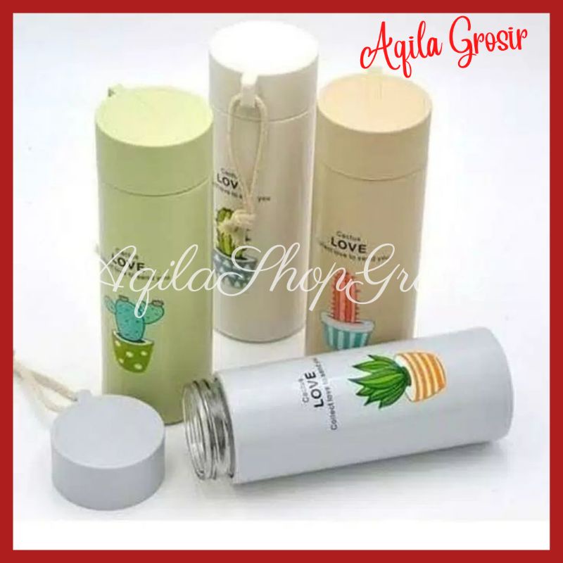 Jual BOTOL AIR MINUM KAKTUS KACA UNIK / TERMOS Glass Bottle 450ml ...