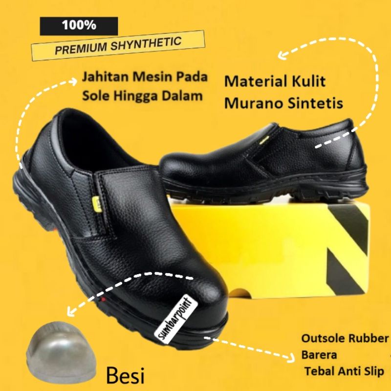 Jual Sepatu Safety Slip On Septi Pria Ujung Besi Septi Selop Slop Kerja ...