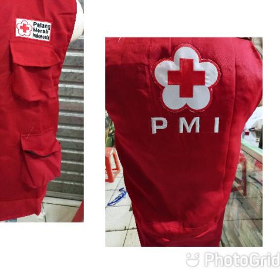 Jual rompi pmi biru merah benhur#rompi pmr#rompi custum#rompi pmi#topi ...