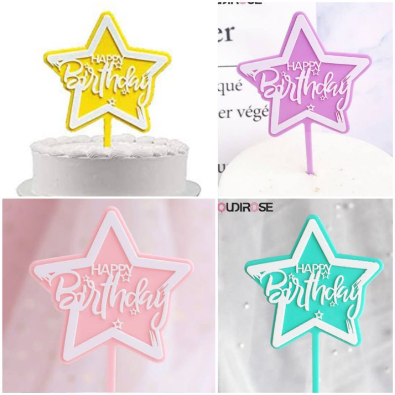 Jual TOPPER BINTANG/CAKE TOPPER HAPPY BIRTHDAY | Shopee Indonesia