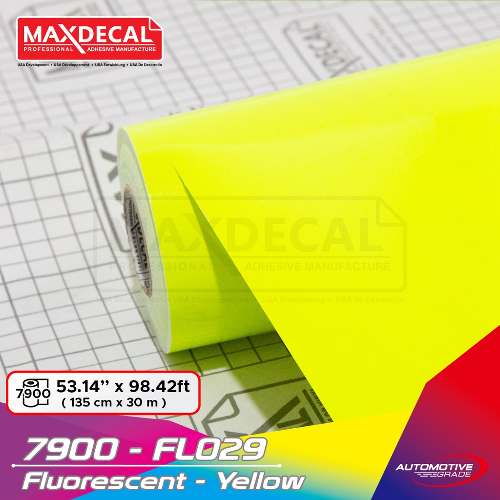 Jual [Per Meter] MAXDECAL 7900 FL029 FLUORESCENT YELLOW 135 cm Kuning ...