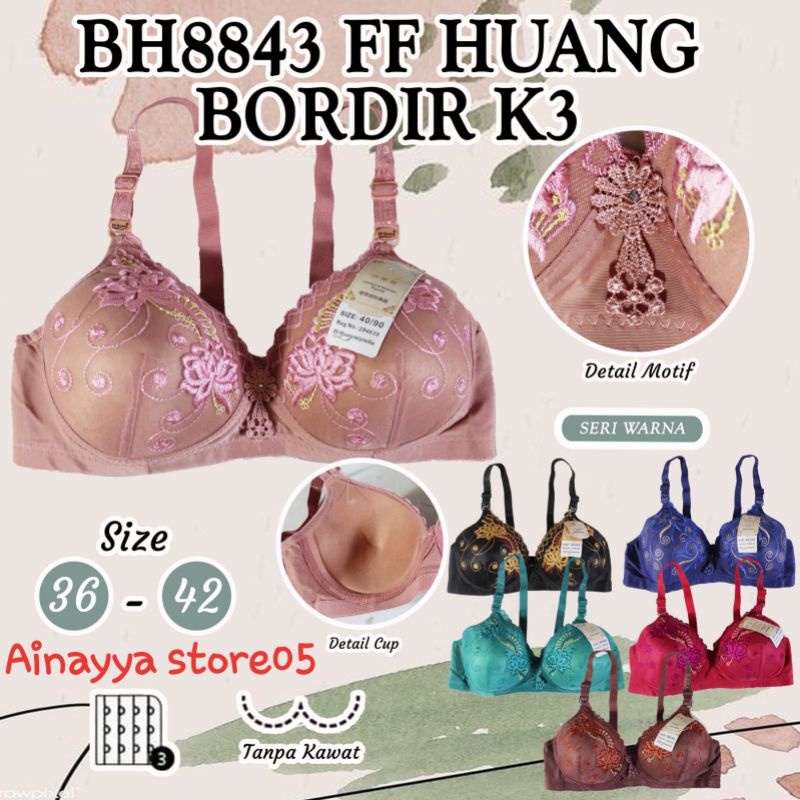 Jual BH Wanita Motif Bordir Kait 3/Bra Busa Tanpa Kawat/FF Huang | Shopee Indonesia
