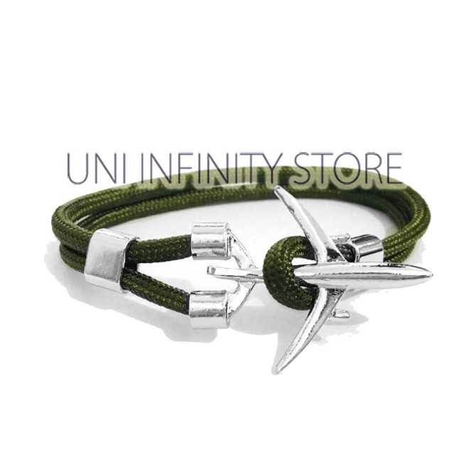Jual JWBR0124 Gelang Tali Anyam TNI AU Pesawat Perak Simple Silver Jet ...