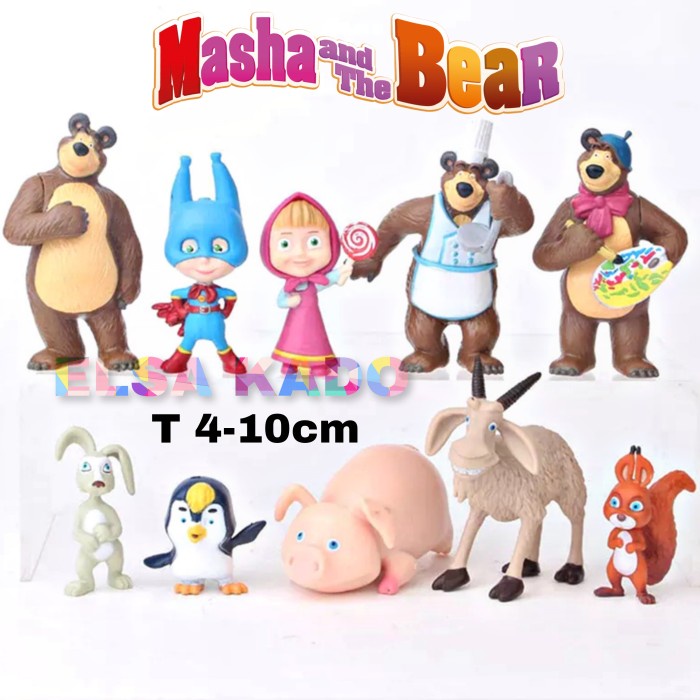 Jual marsha and the bear figure set isi 10 topper cake mainan anak ...