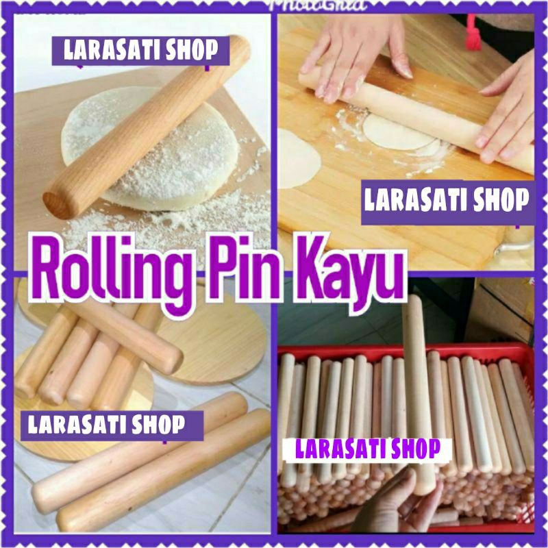 Jual Rolling/Roller Pin Kayu/ Rolling Kue ukuran 30 cm | Shopee Indonesia